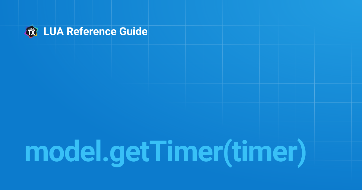 model.getTimer(timer) | LUA Reference Guide