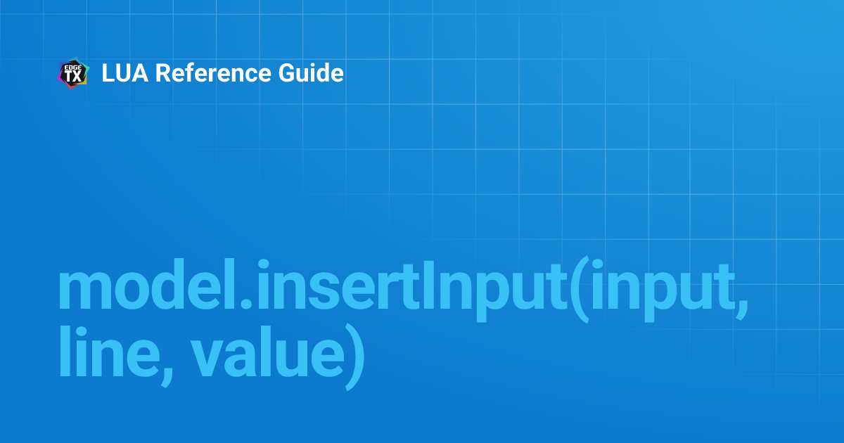model.insertInput(input, line, value) | LUA Reference Guide