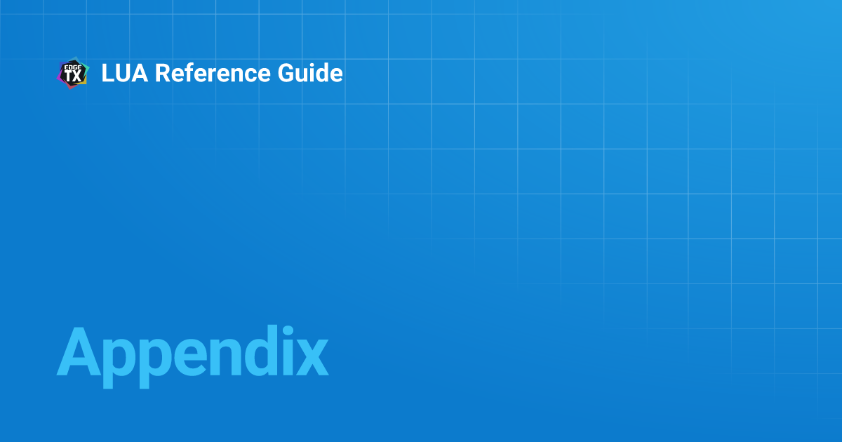 Appendix | LUA Reference Guide